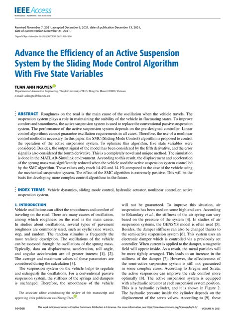 Pdf Advance The Efficiency Of An Active Suspension System By The
