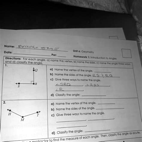 Name Brooklyn Bwg Per Unit Geometry Homework Introduction To Angles Directions For