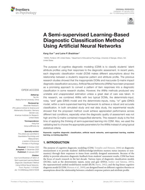 Pdf A Semi Supervised Learning Based Diagnostic Classification Method Using Artificial Neural