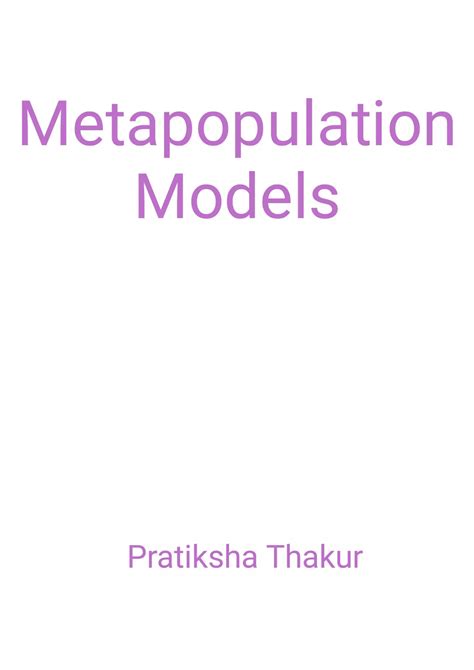 Metapopulation Models Pdf