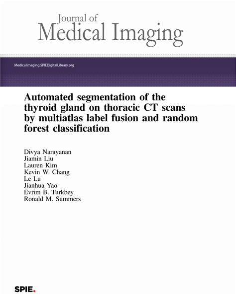 Pdf Automated Segmentation Of The Thyroid Gland On Thoracic Ct Scans