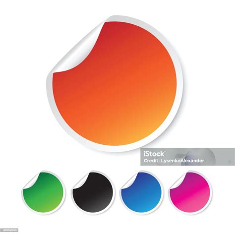 빈 스티커 세트입니다 빈 프로 모션 레이블입니다 벡터 일러스트입니다 그린 블루 오렌지 바이올렛 블랙 둥근 원형 태그 가격에 대한 스톡 벡터 아트 및 기타 이미지 Istock