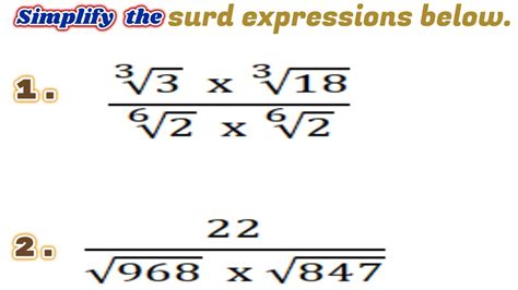 How To Simplify Surd Expressions Youtube
