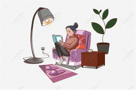 책을 읽는 소녀 Png 일러스트 무료 다운로드 Lovepik