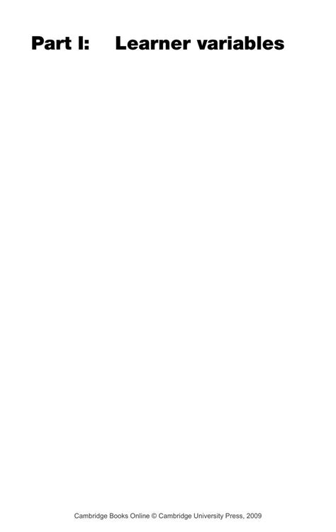 Learner Variables Part I Lessons From Good Language Learners