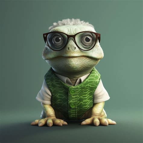 Premium Ai Image A Lovable Turtle With A Touch Of Sophistication Wearing Trendy Glasses Ai