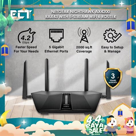 Netgear Nighthawk AX4200 RAX43 With 5 Stream WiFi 6 Router Shopee Malaysia