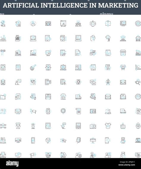 Artificial Intelligence In Marketing Vector Line Icons Set Ai Marketing Automation Analytics