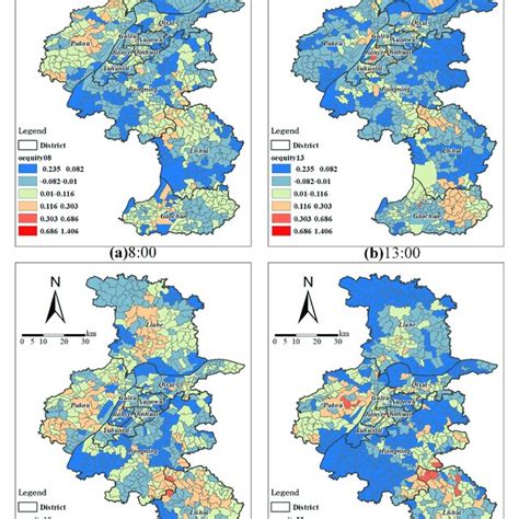 Spatial Distribution Maps Of Equality At Different Time Slots After Download Scientific Diagram