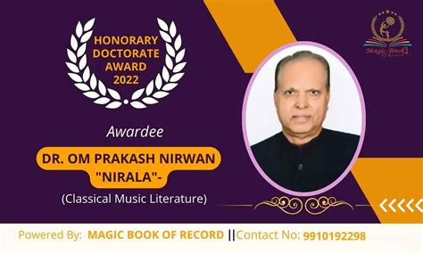 Dr Om Prakash Nirwan Nirala Classical Music Literature Delhi