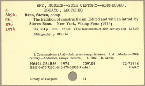 Title Card Catalog Example