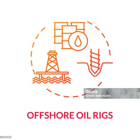 해양 석유 굴착 장치 빨간색 개념 아이콘 연료 생산을 위한 산업 구조 드릴 아이디어 얇은 라인 일러스트와 석유 추출 벡터 격리 윤곽선 Rgb 색상 도면 가솔린에 대한 스톡