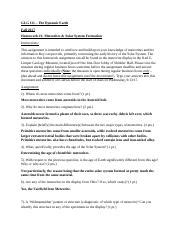 HW GLG Docx GLG The Dynamic Earth Fall Homework Meteorites Solar System