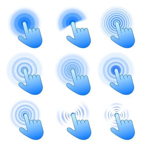 Premium Vector Click Icons Interactive Touch Gesture Hand Pointer