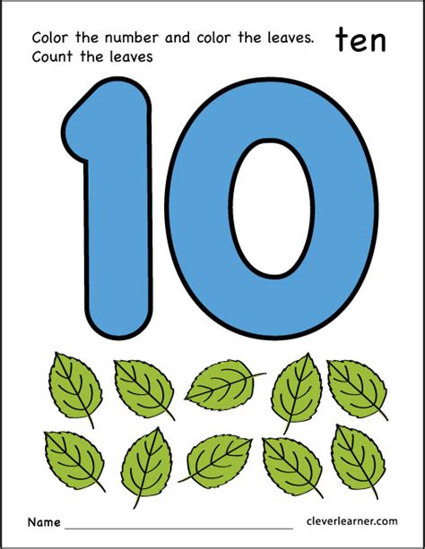 Number Ten Writing Counting And Identification Printable Worksheets