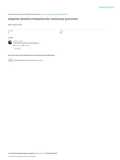 Adaptive Density Estimation For Stationary Process Pdf Estimator Applied Mathematics