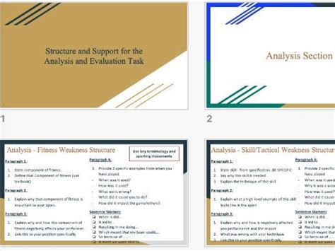 Aqa Gcse Pe Coursework Analysis And Evaluation Task Teaching Resources