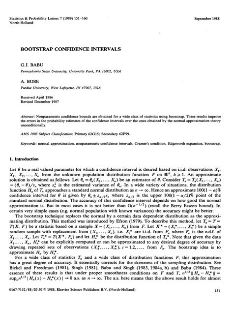 Bootstrap Confidence Intervals Pdf Bootstrapping Statistics Confidence Interval
