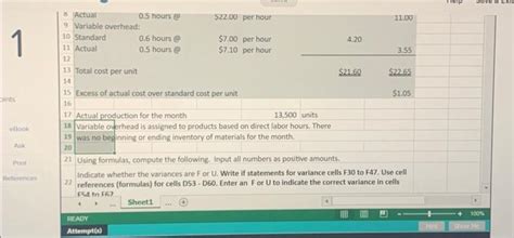 Solved Excel Sim Basic Variance Analysis And The Impact Of