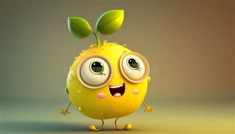3d Cute Lemon Cartoon Character Stock Illustration Illustration Of