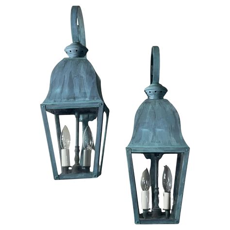 Pair Of Solid Brass Vintage Ceiling Lantern 19” X 9”5 X 9”5 For Sale At 1stdibs