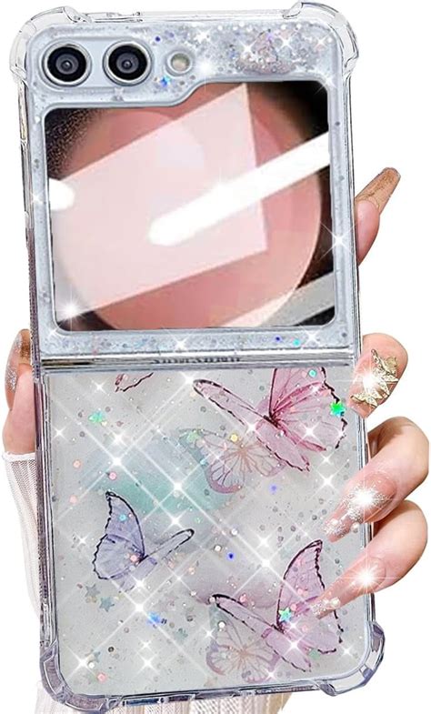 For Samsung Galaxy Z Flip 6 5g Clear Glitter Butterfly Case Cute Bling
