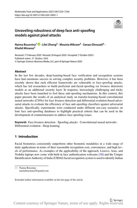 Unraveling Robustness Of Deep Face Anti Spoofing Models Against Pixel Attacks Request Pdf