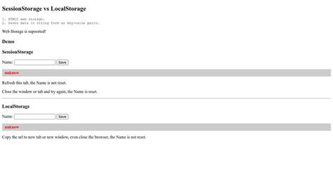 H5 Sessionstorage Vs Localstorage