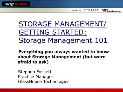 PPT STORAGE MANAGEMENT GETTING STARTED Storage Management PowerPoint Presentation ID