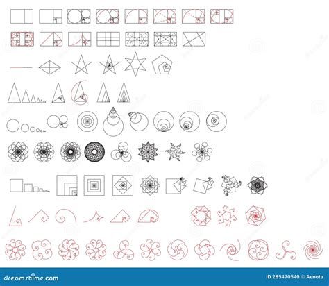 Big Golden Ratio Elements Set Visualization Of Fibonacci Sequence