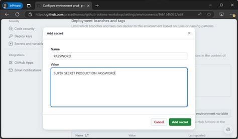 Lab Environments Variables And Secrets Github Actions Workshop