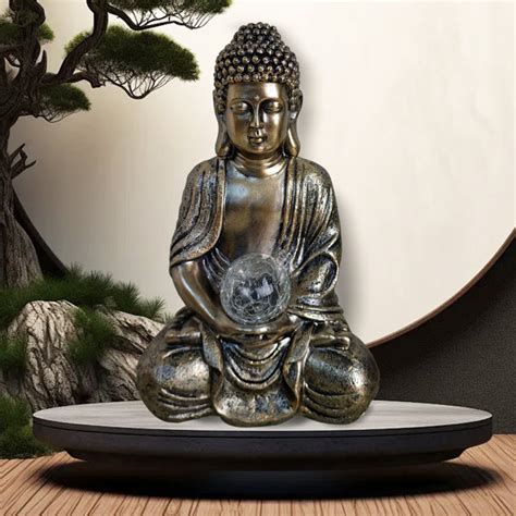 Cya Decor Buddha Magnesium Oxide Garden Statue With Solar Lights And Reviews Wayfair