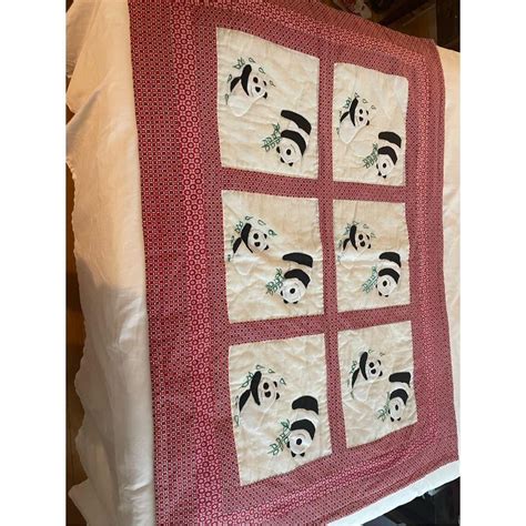 Adorable Handmade Panda Bear Quilt Rectangle Depop