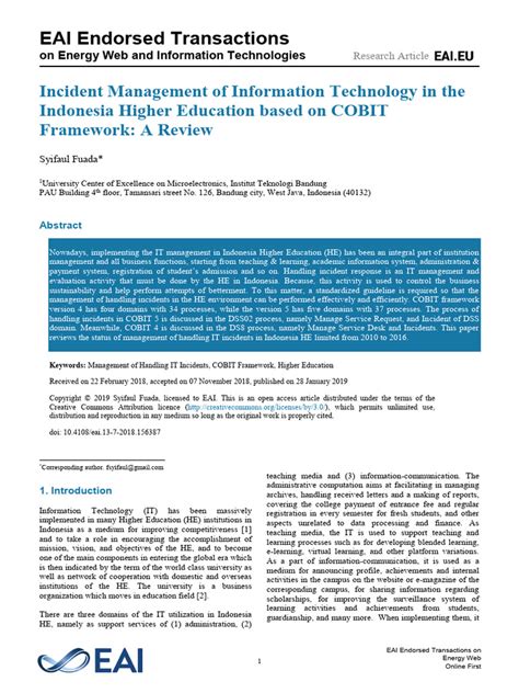 32 Incident Management Of Information Technology In The Indonesia Higher Education Based On
