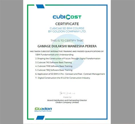 dulakshi maneesha on linkedin completed the certificate 5d bim course successfully the