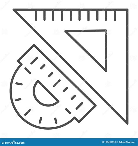 Protractor Thin Line Icon Ruler For Measuring Degree Symbol Outline Style Pictogram On White