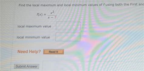 solved find the local maximum and local minimum values of f