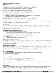 Programming Languages Syntax And Semantics Pdf SYNTAX AND SEMANTICS Introduction Syntax