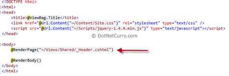 Aspnet Mvc 3 Razor Syntax Renderbody Renderpage And Rendersection