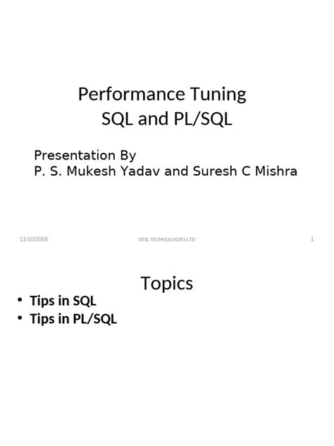 Sql Performancemukesh Yadav Pdf Database Index Plsql