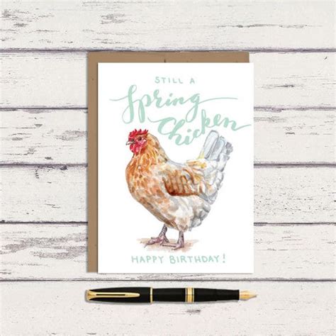 Birthday Spring Chicken 5 X 7 Watercolor Greeting Card A7