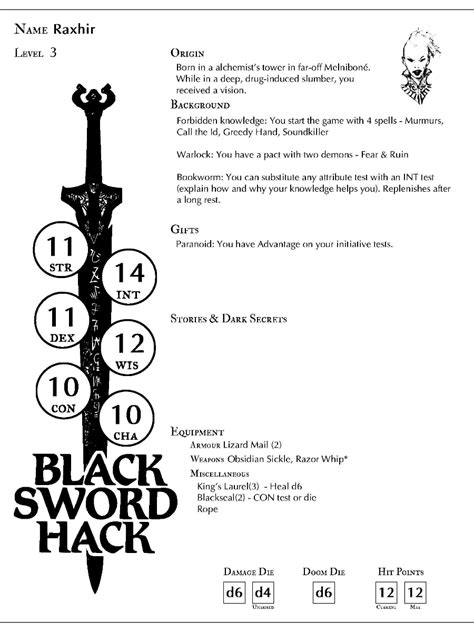 Black Sword Hack Custom Character Sheet By Ng76