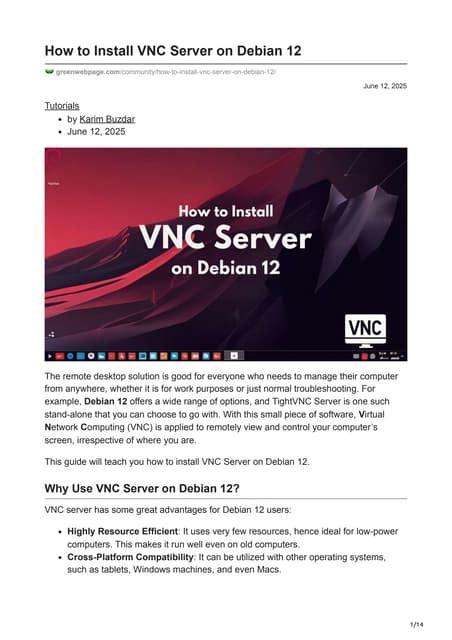 How To Install Vnc Server On Debian 12pdf
