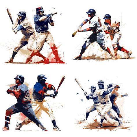 Four Baseball Players Are Shown In Different Positions Premium Ai