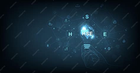 Premium Vector Health Safety And Environment Hse On The Dark Blue