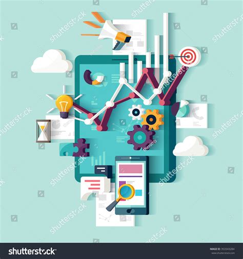 Data Analytics Flat Design Stock Vector Royalty Free 353343284 Shutterstock