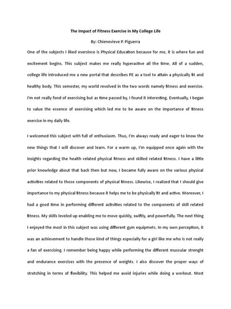 Reflection In Pe Pdf Physical Education Physical Fitness