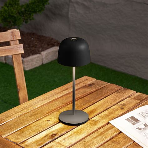 Lámpara De Mesa Led Recargable Lindby Arietty Negra Atenuable Ip65