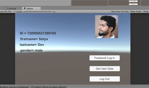 Unity 3d Tutorials Hoe To Get User Data From Facebook Unity Csharp