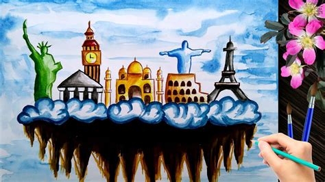 World Heritage Day Drawing World Heritage Day Poster Chart Painting